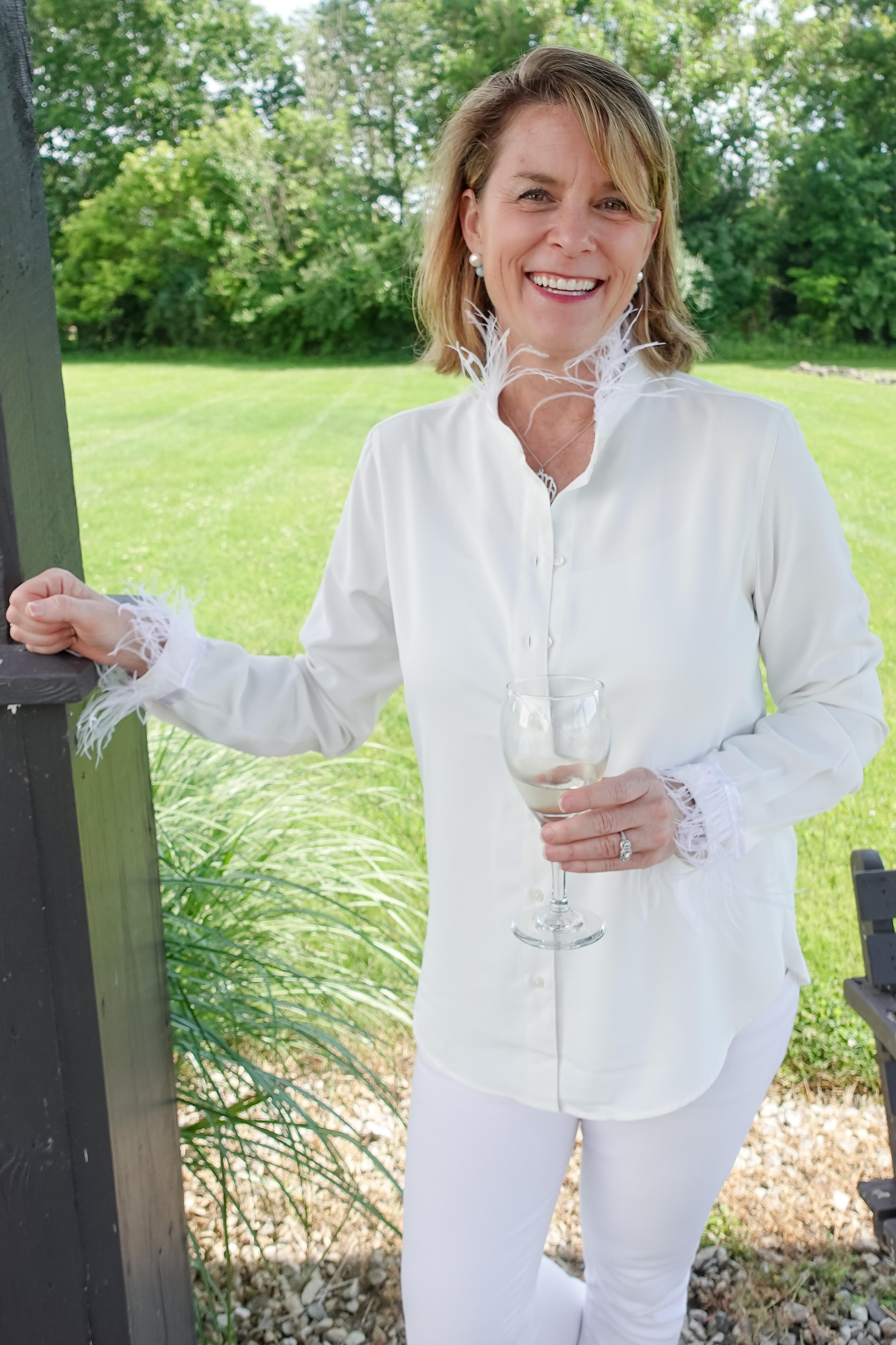 Holly Satin Feather Blouse (H01) – Pearly Vine