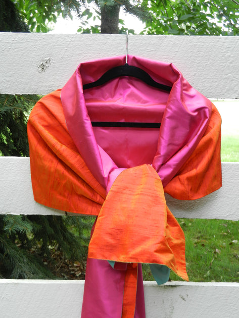 Silk Wrap in Orange and Hot Pink (LW09) – Pearly Vine
